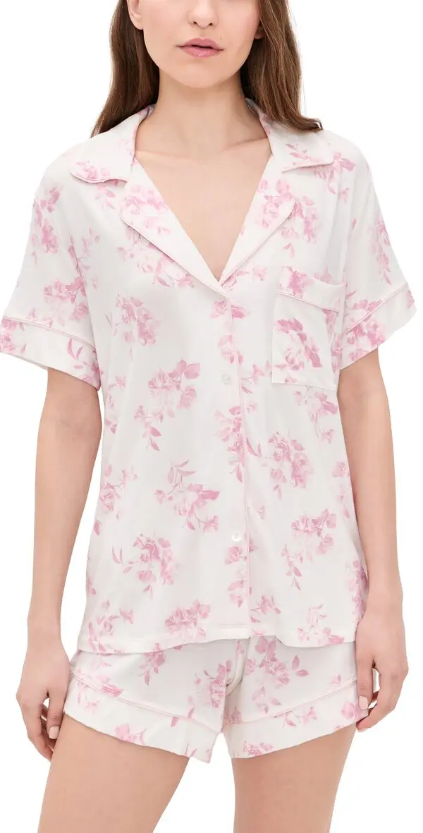 Eberjey Gisele Printed Relaxed Shorts Pajama Set - Rose Garden