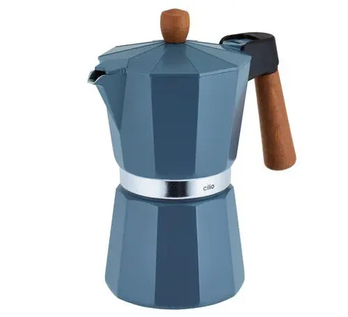 CILIO Legno Stovetop Espresso Maker - Blue