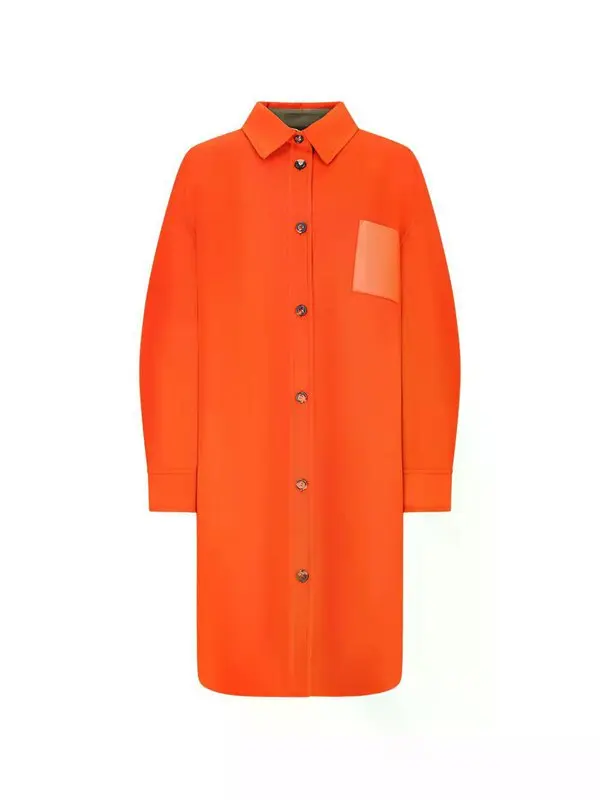 Loewe Leather-patch Button-down Coat - Orange