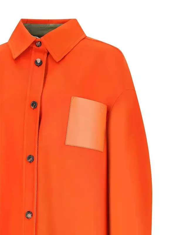 Loewe Leather-patch Button-down Coat - Orange