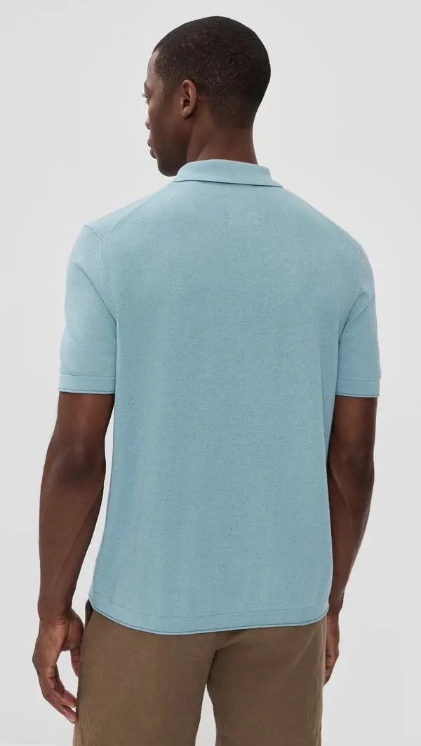 Billy Reid Cotton Linen Sweater Polo - Sky Blue