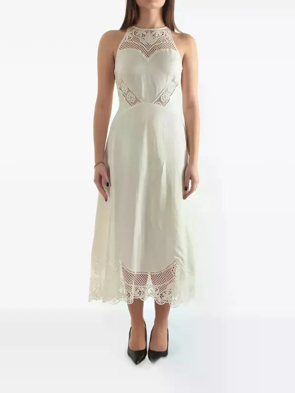 TWINSET Lace-trim Sleeveless Midi Dress - Neutrals