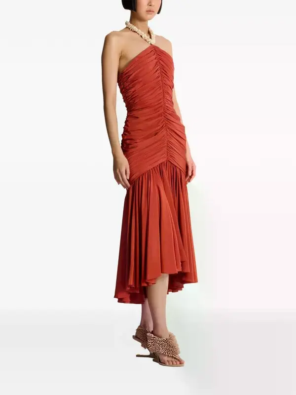 Balmain Ruched Halterneck Midi Dress