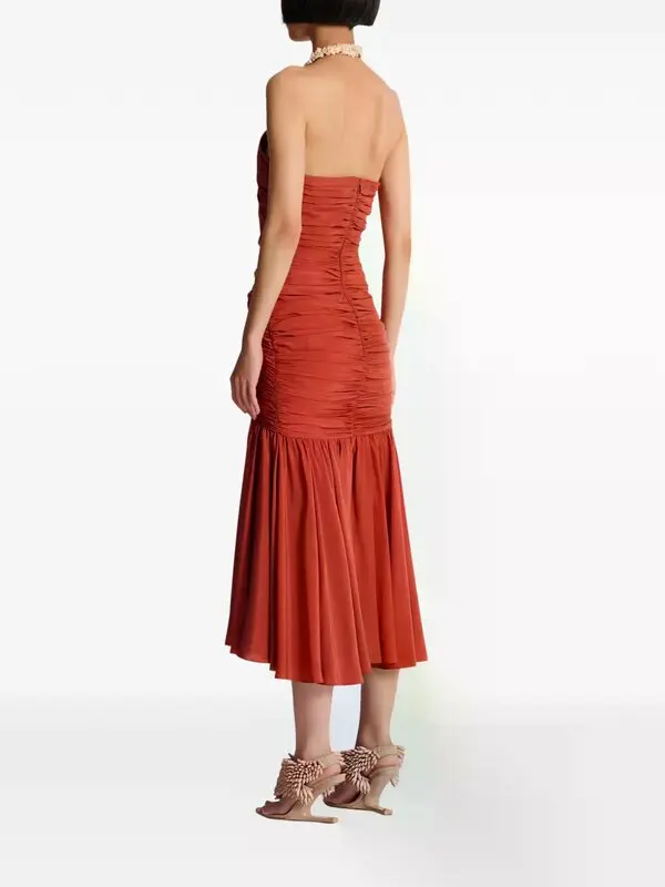 Balmain Ruched Halterneck Midi Dress