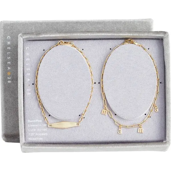 Chelsea28 Set Of 2 Demi Fine Mama Chain Bracelets - Clear- Gold