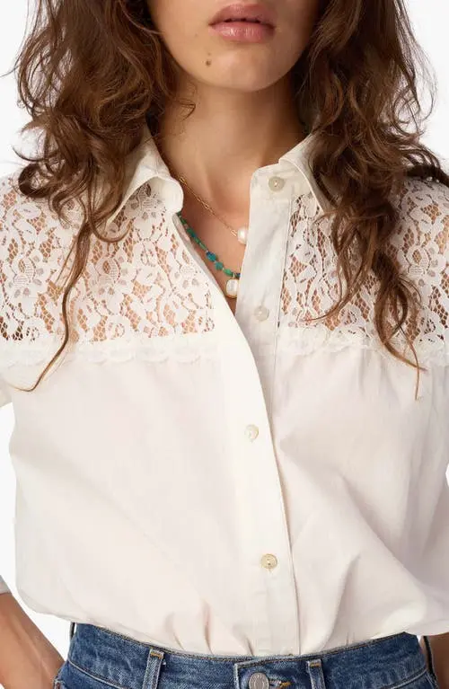 Cami Nyc Silas Lace Yoke Cotton Poplin Shirt