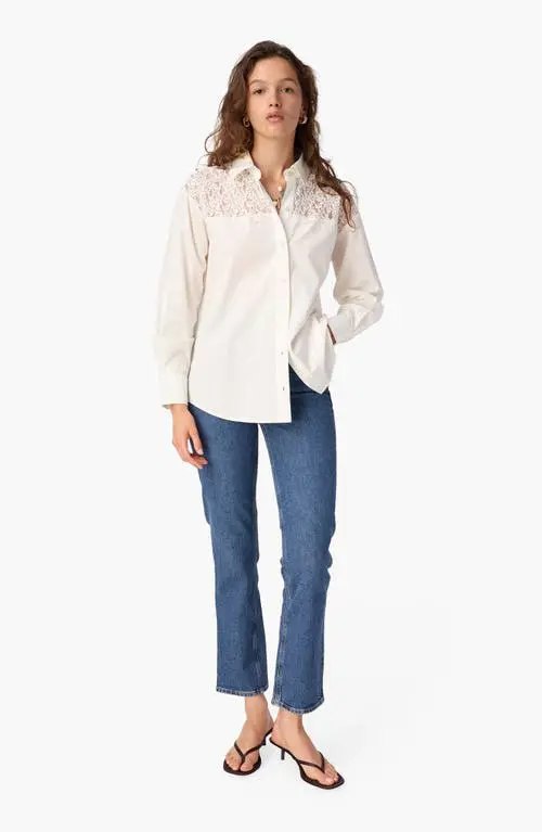 Cami Nyc Silas Lace Yoke Cotton Poplin Shirt