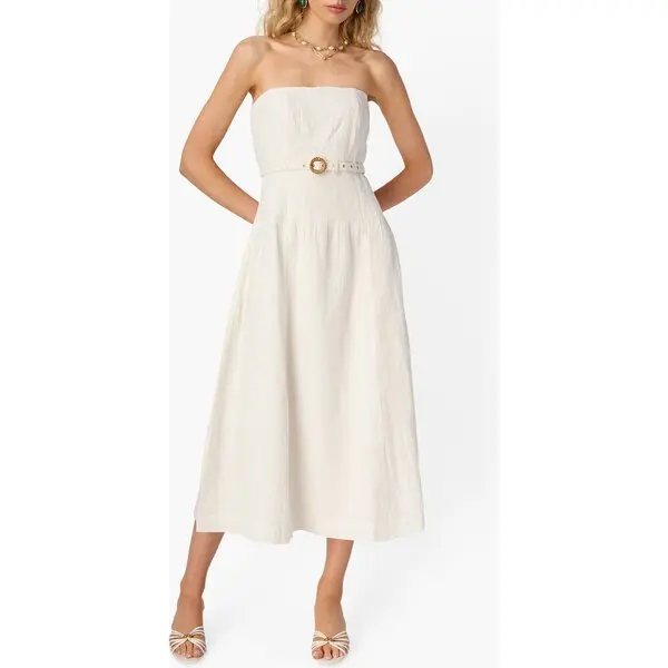 Cami Nyc Yena Strapless Linen Dress - Macadamia