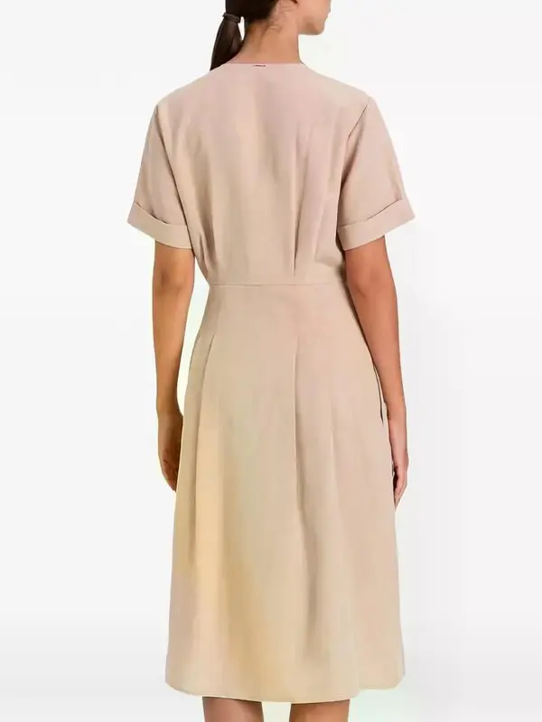 TWINSET Pleated Wrap Midi Dress - Neutrals