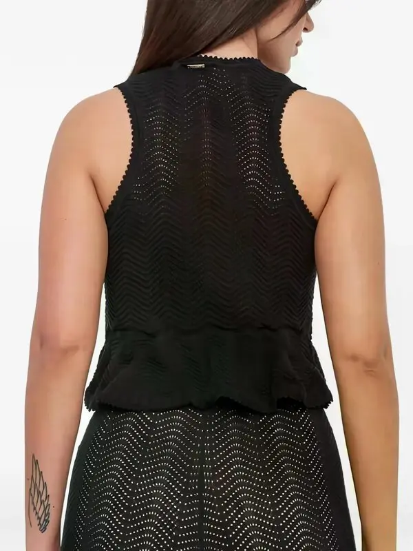 TWINSET Zigzag-knit Peplum Tank Top - Black