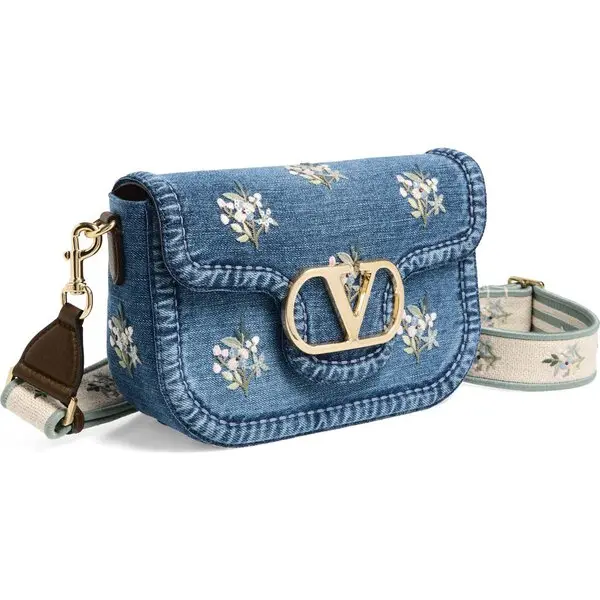 Valentino Garavani Alltime Denim Shoulder Bag - Blue Multi