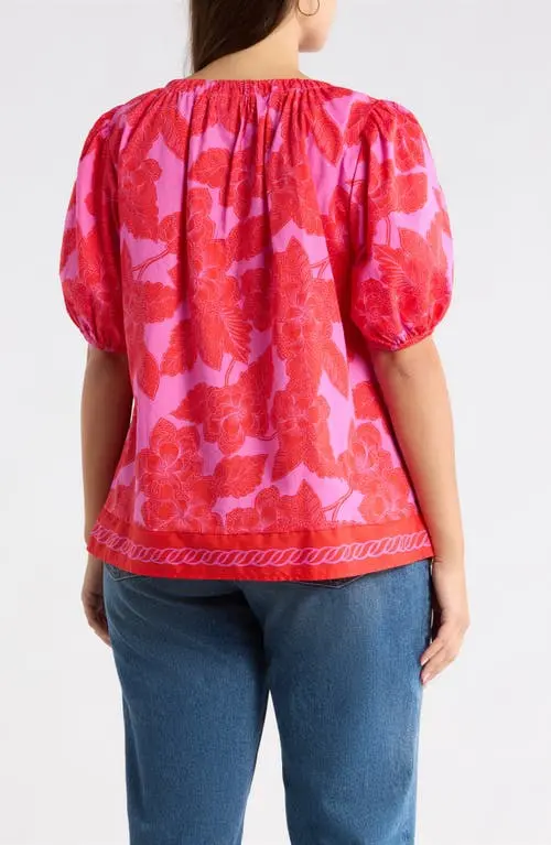 SUGARLIPS Floral Cotton Puff Sleeve Top