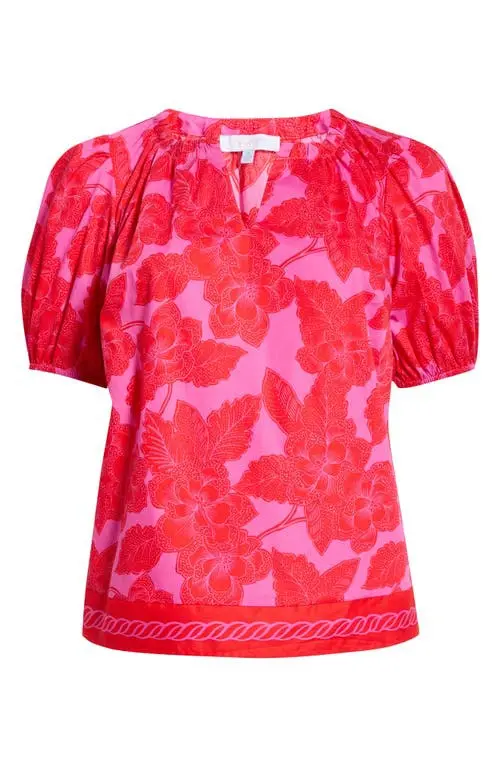 SUGARLIPS Floral Cotton Puff Sleeve Top