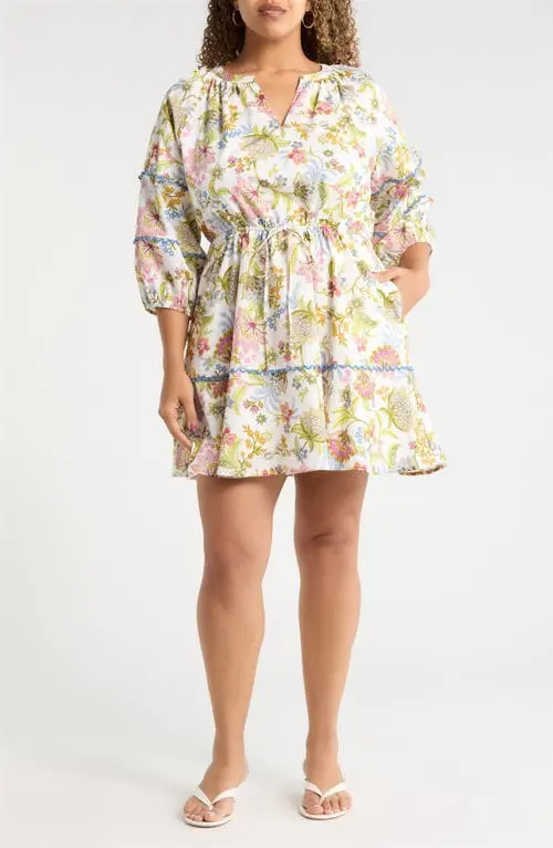 SUGARLIPS Floral Cotton Dress - Pink-green-blue