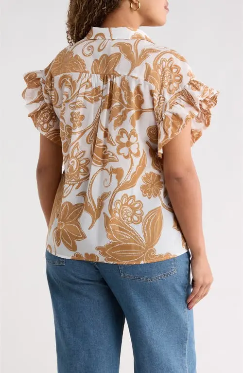 SUGARLIPS Nadya Floral Short Sleeve Button-up Shirt