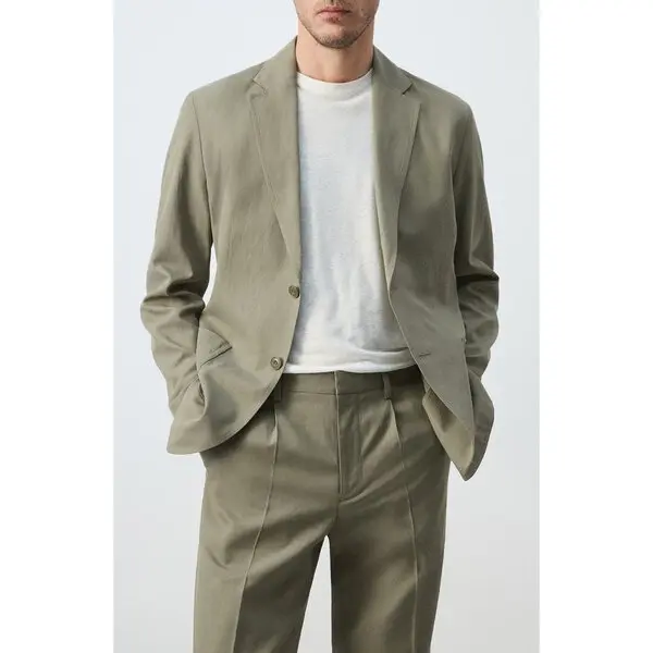 Mango Slim Fit Blazer - Green