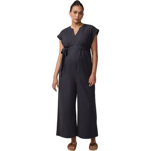 INGRID & ISABEL Arlo Maternity Woven Jumpsuit - Black