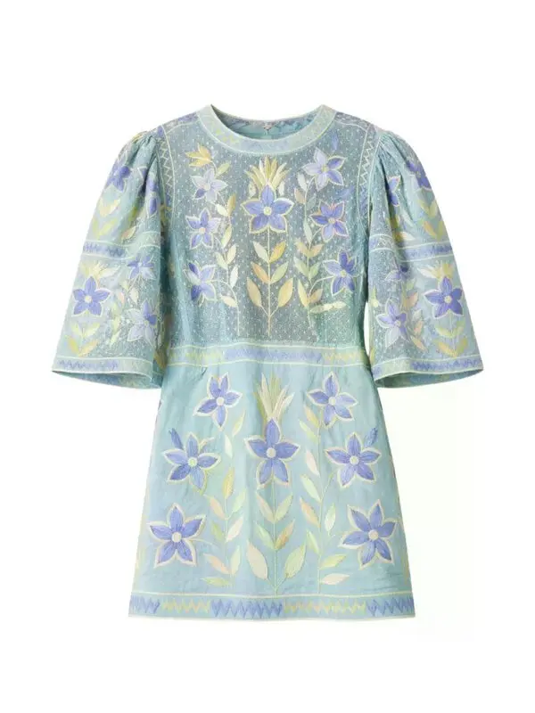Antik Batik Carioca Floral Mini Dress - Blue