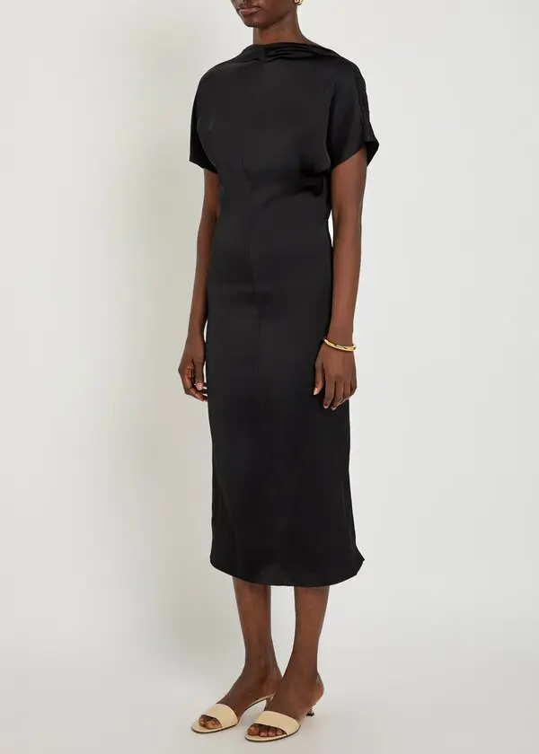 Tove Satin Midi Dress With Open Back