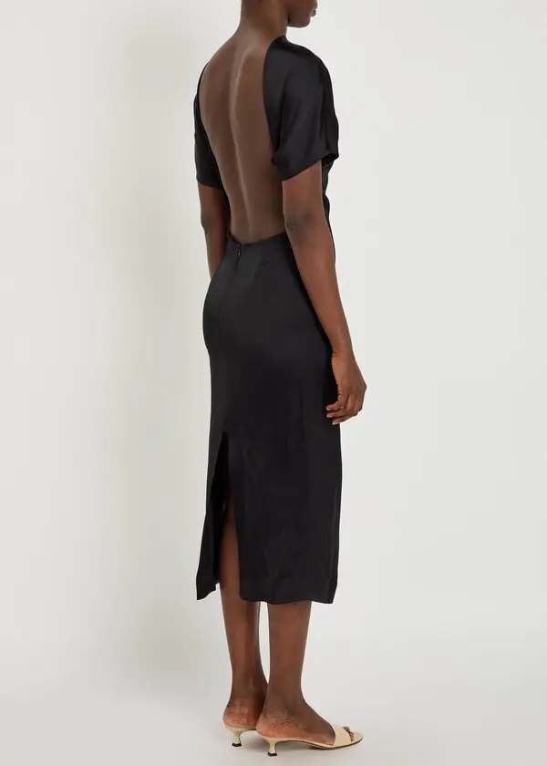 Tove Satin Midi Dress With Open Back