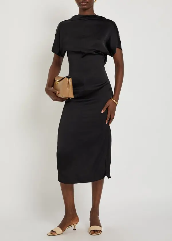 Tove Satin Midi Dress With Open Back