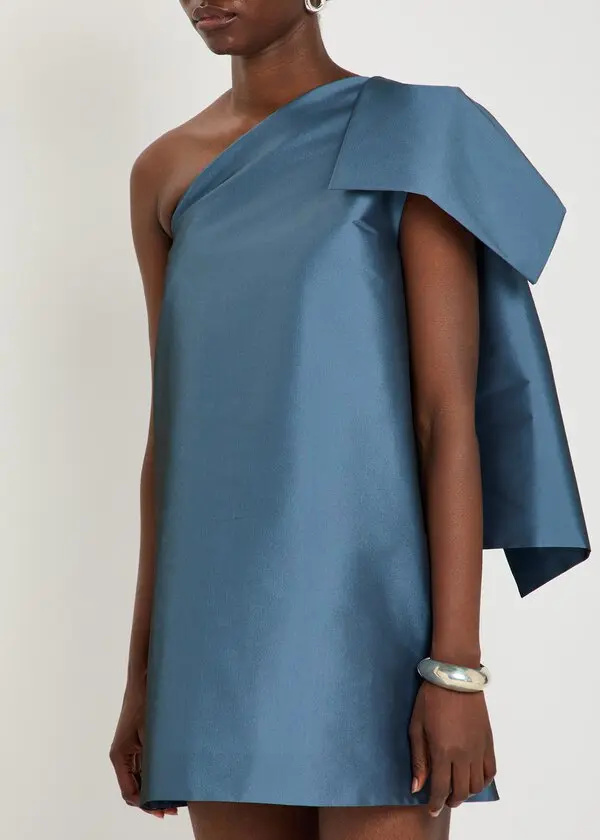 Bernadette Winnette Bow-appliquéd Taffeta Mini Dress - Mid Blu