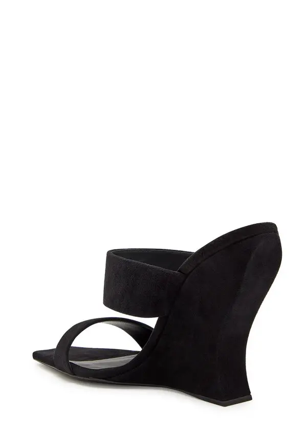 Alaïa Wave 110 Suede Wedge Mules - Black