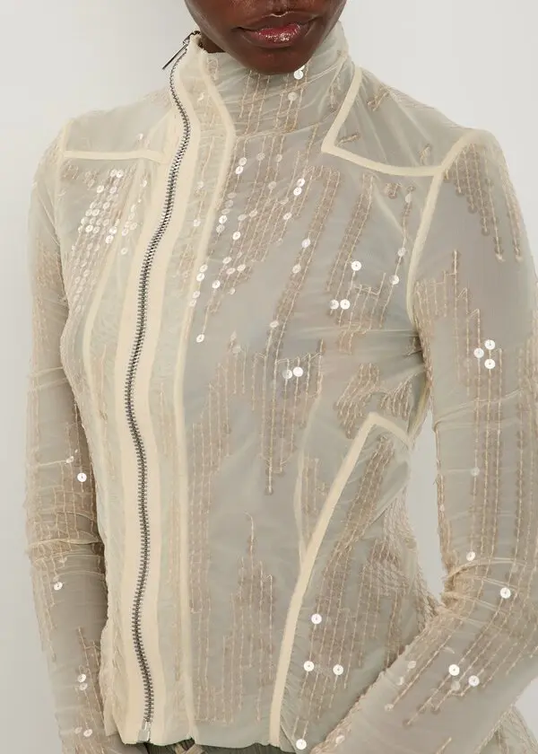 Rick Owens Embellished Mesh Jacket - Brown