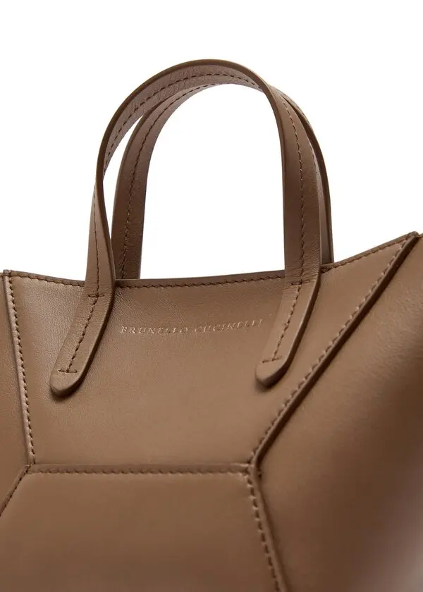 Brunello Cucinelli Beaded Leather Mini Tote - Brown