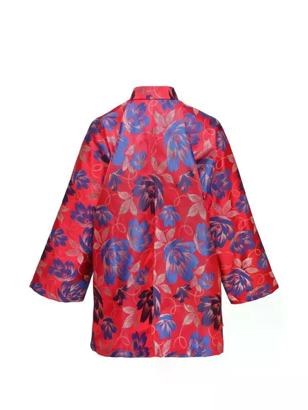 Comme Des Garçons Floral-jacquard Mandarin-collar Jacket