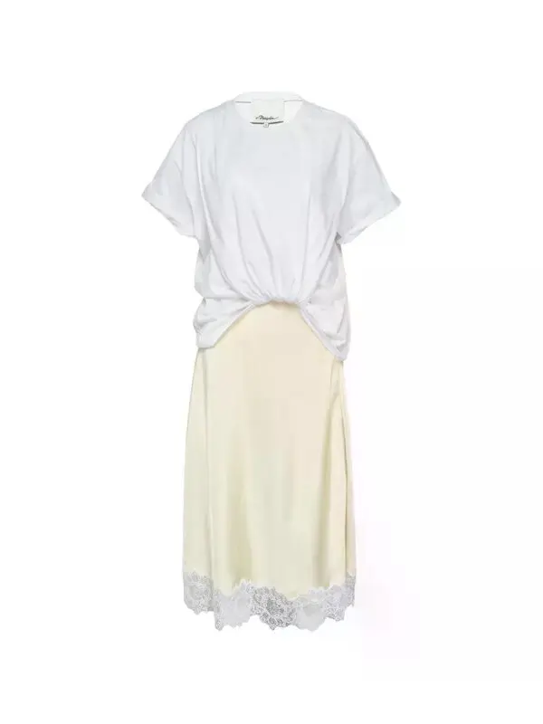 3.1 Phillip Lim Lace-trim Twisted-front Midi Dress - White