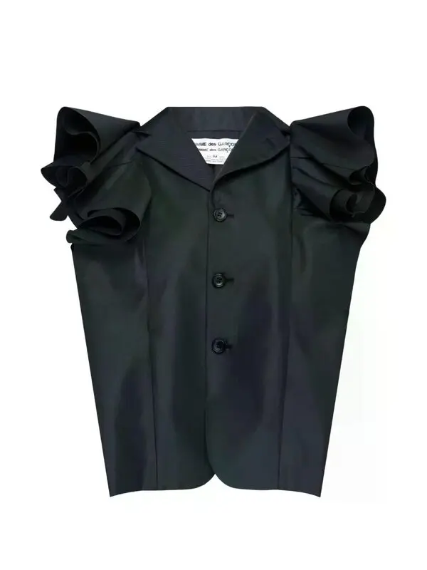 Comme Des Garçons Ruffled Sleeveless Top - Black