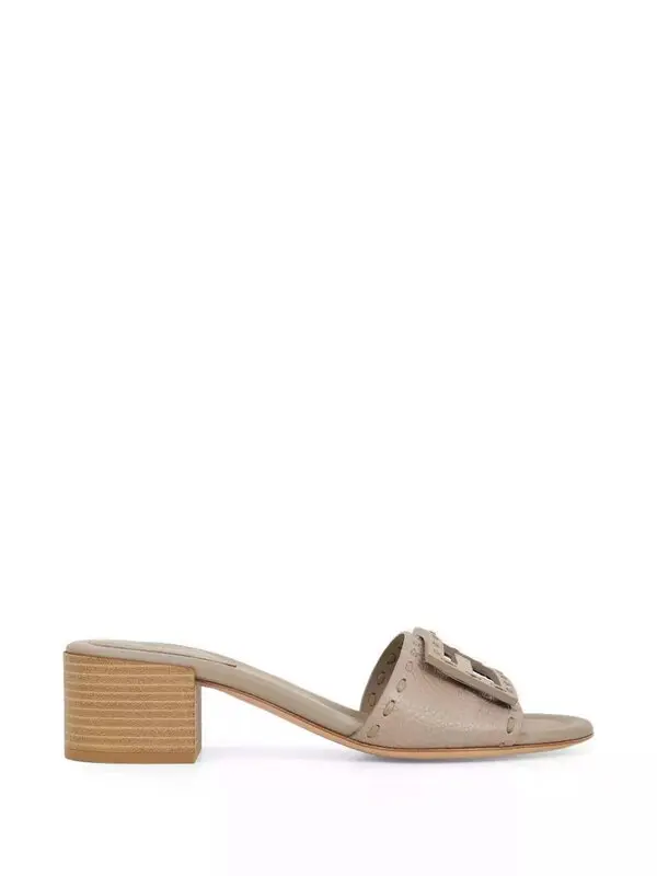 Fendi Whipstitch-trim Heeled Sandals - Neutrals
