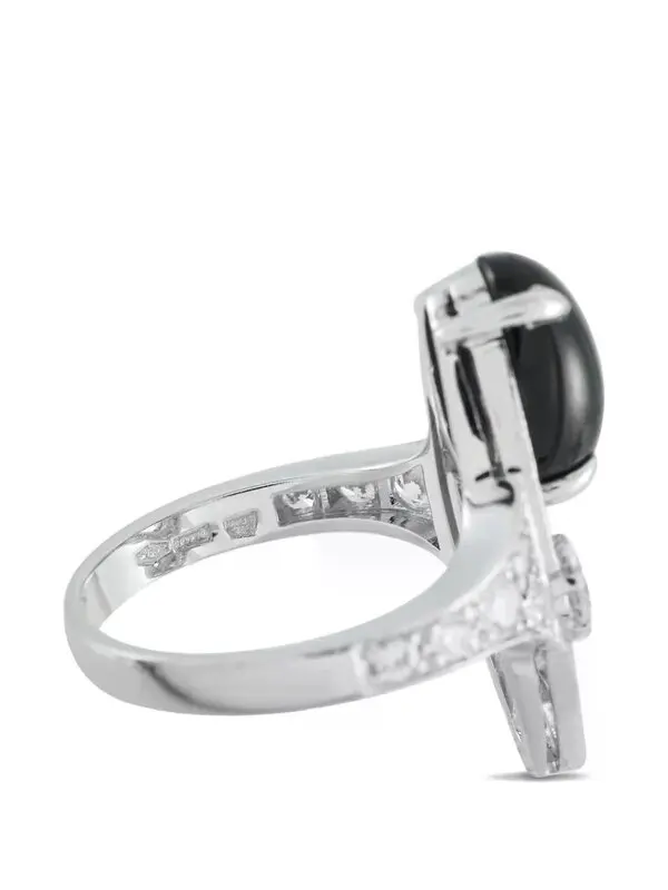BVLGARI Elysia Onyx And Diamond Ring In 18k White Gold