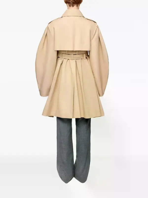 GANNI Double Cotton Peplum Trench Coat