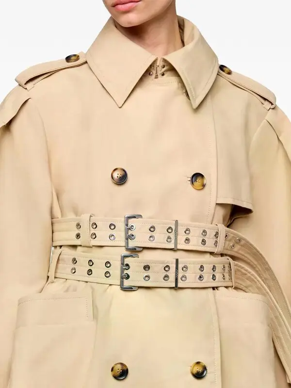 GANNI Double Cotton Peplum Trench Coat