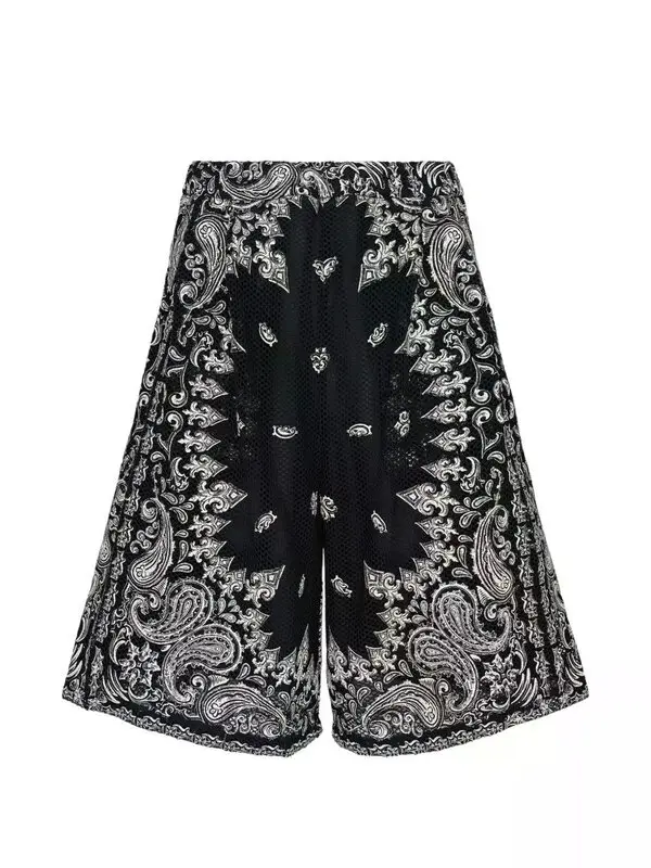 TAAKK Bandana-print Mesh Shorts - Black