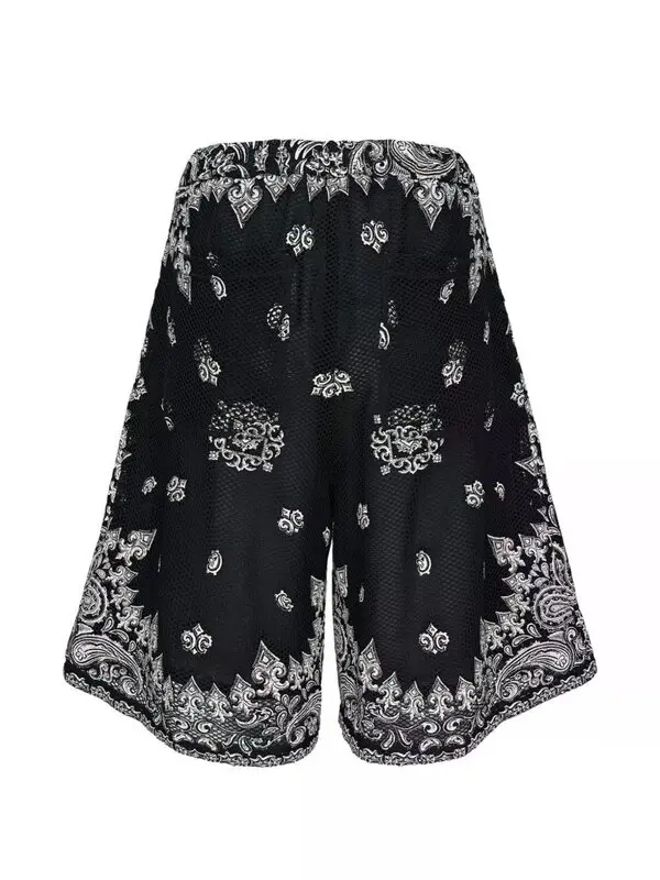 TAAKK Bandana-print Mesh Shorts - Black