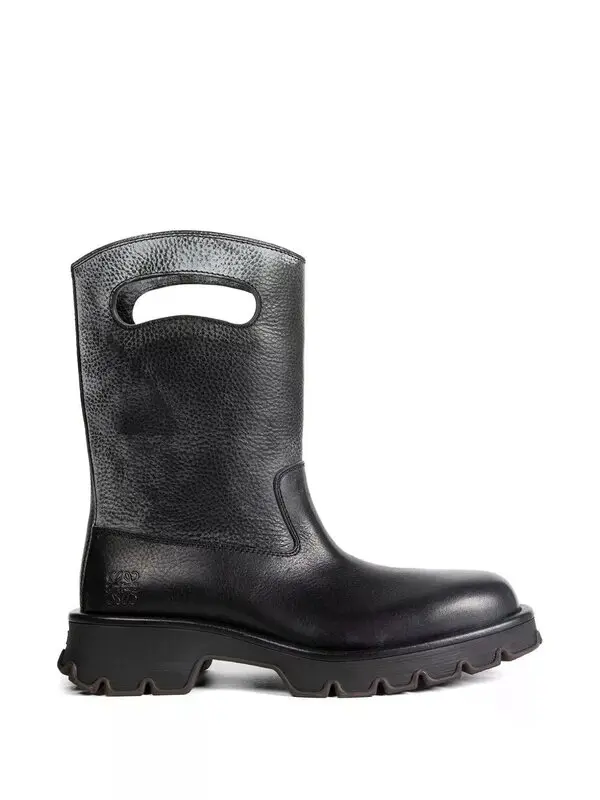 Loewe Bobby Cut-out Leather Boots - Black