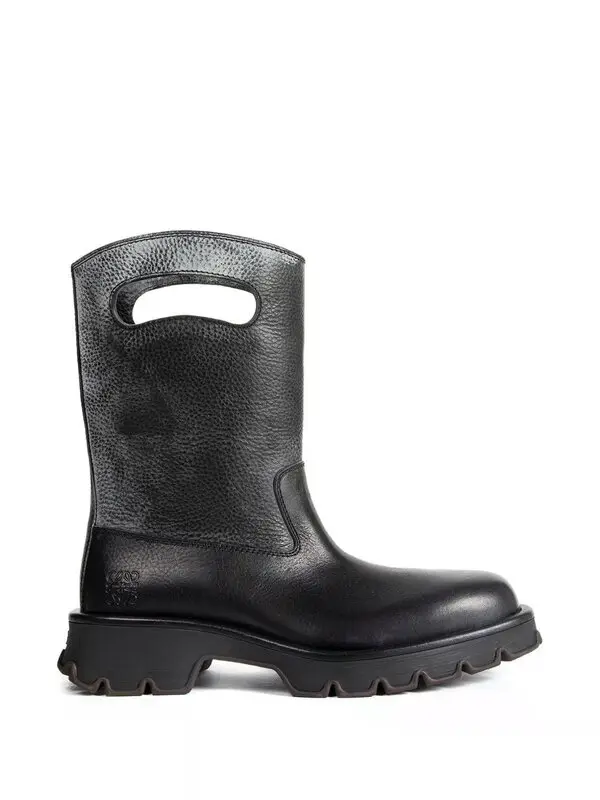 Loewe Bobby Cut-out Leather Boots - Black
