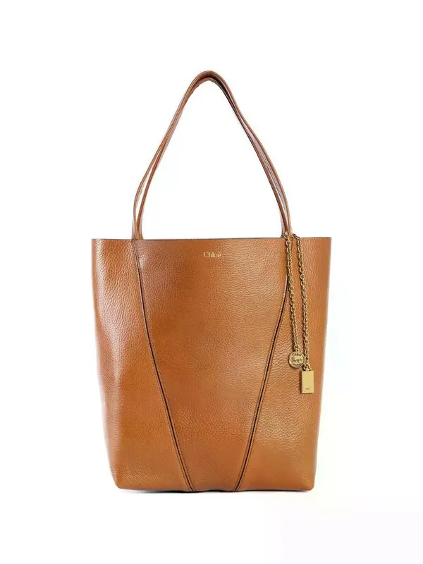 Chloé Spin Leather Tote Bag - Brown
