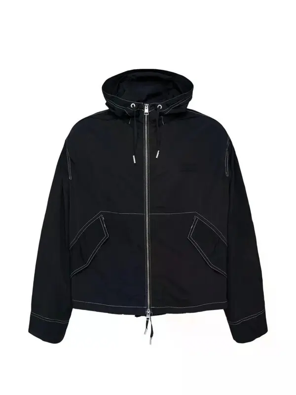 Ami Contrast-stitch Hooded Jacket - Black
