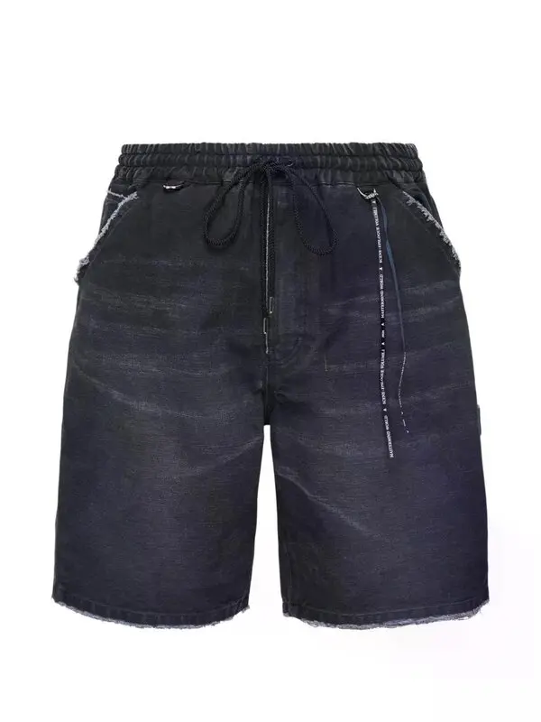 MASTERMIND WORLD Frayed-edge Painter Shorts - Black