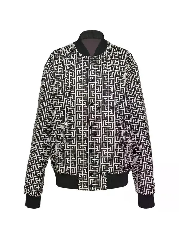 Balmain Monogram-print Reversible Blouson Jacket - Black