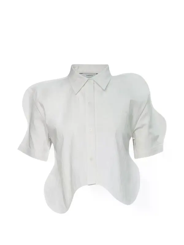 PUSHBUTTON Wavy-hem Short-sleeve Shirt - White