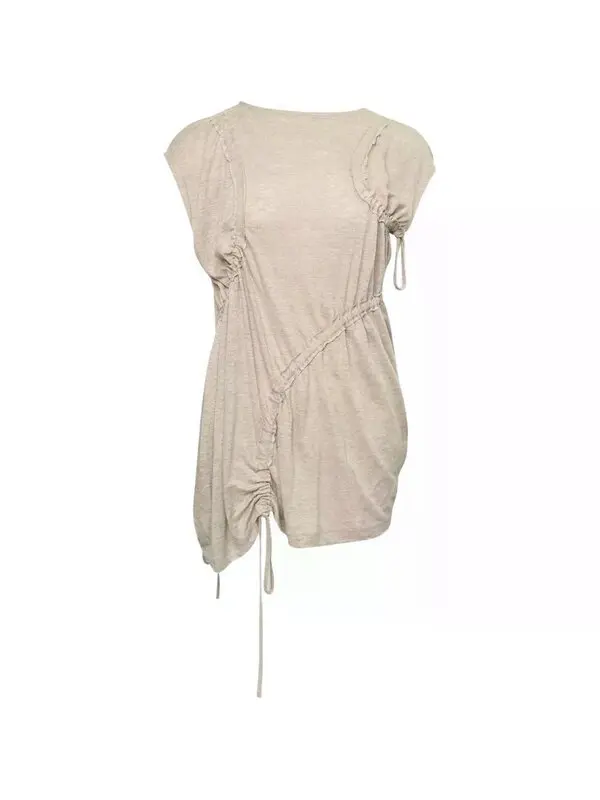 Y’s Shirred Linen Top - Neutrals