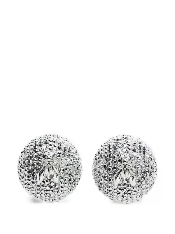 Patrizia Pepe Crystal-embellished Fly-detail Earrings - Silver
