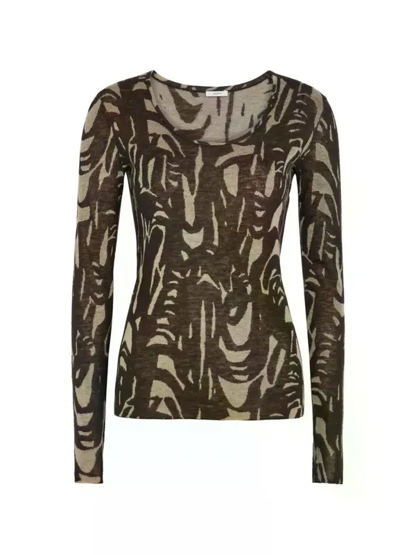 JOSEPH Villa Cashair Abstract-pattern Long-sleeve Top - Brown