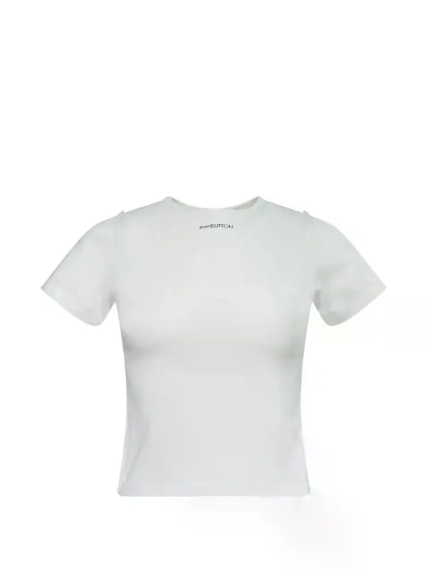 PUSHBUTTON Logo-print Cropped T-shirt - White