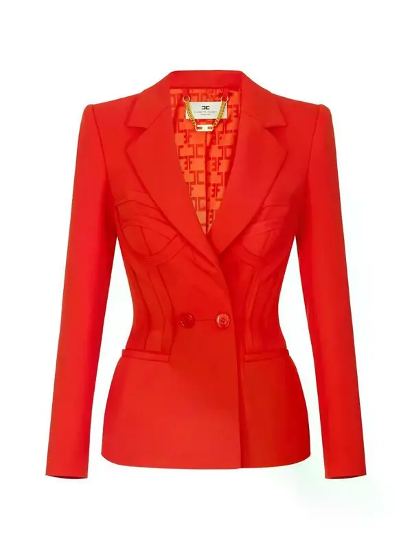 Elisabetta Franchi Raw-edge Bustier-line Jacket - Red